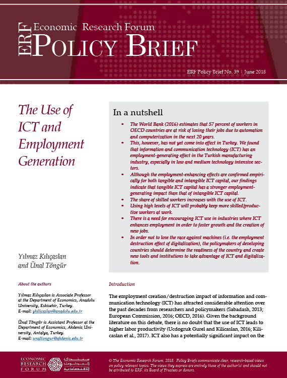 The Use of ICT and Employment Generation - Economic Research Forum (ERF)
